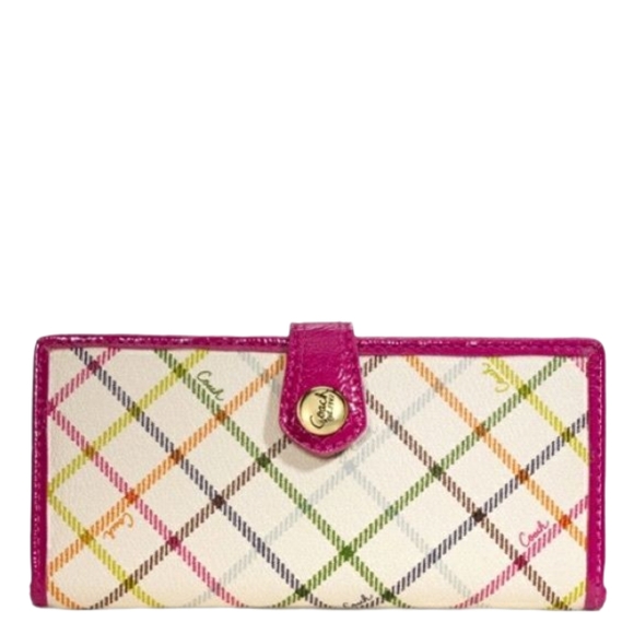 Coach | Bags | Y2k Coach Peyton Tattersall Plaid Multicolored Pink Id ...